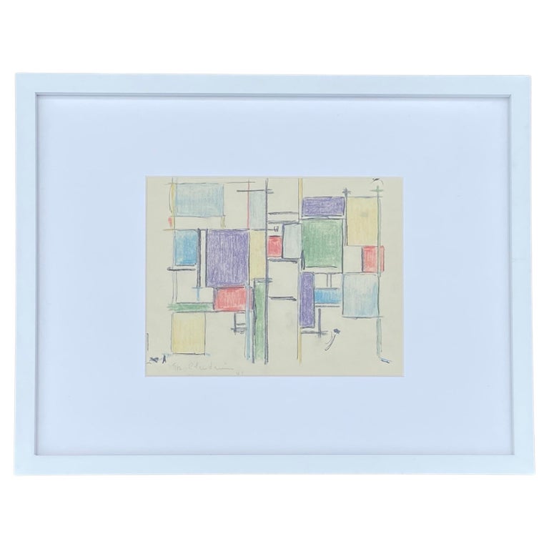 1949 Abstract Expressionist Geometric Drawing on Paper by Eve Clendenin ...