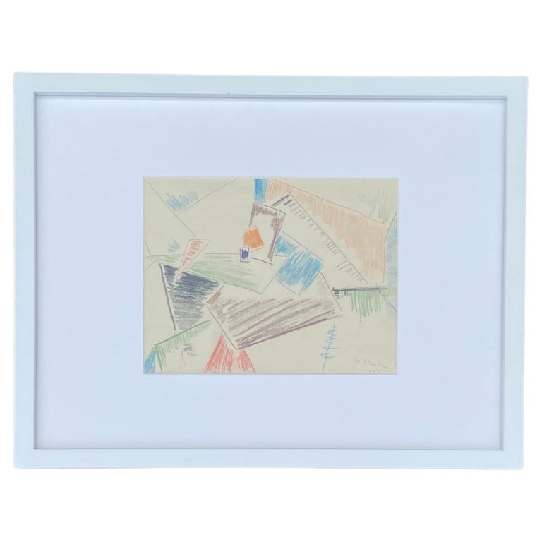 1949 Abstract Expressionist Geometric Drawing on Paper by Eve Clendenin ...