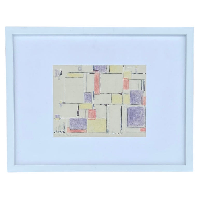 1949 Abstract Expressionist Geometric Drawing on Paper by Eve Clendenin ...
