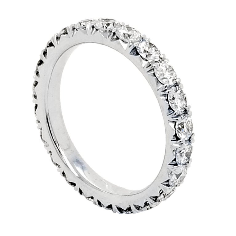 1.95 Carat 14 Karat French Pave Set Diamond Eternity Ring For Sale at ...