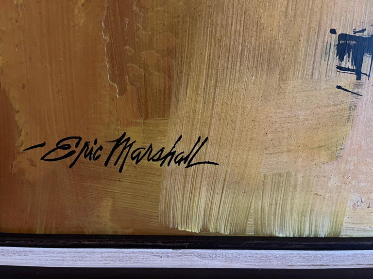 1950-1960 Original Oil Painting of Sail Boat Docked on Lake by Eric Marshall For Sale at 1stDibs