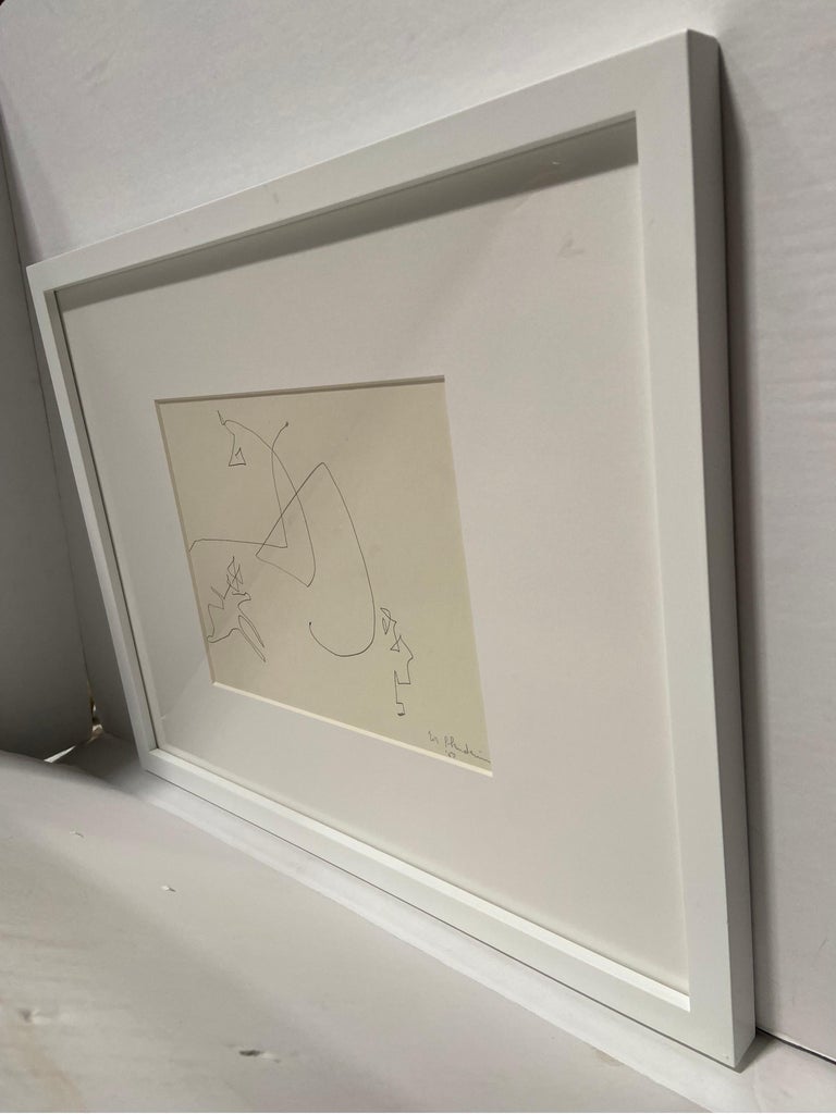 1950 Abstract Geometric Drawing in Pencil on Paper by Eve Clendenin NYC ...