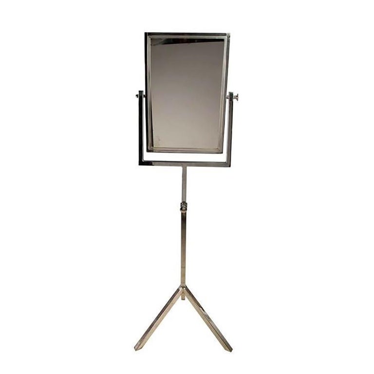 1950 Freestanding Chrome Dressing Mirror with Adjustable Height Tripod ...