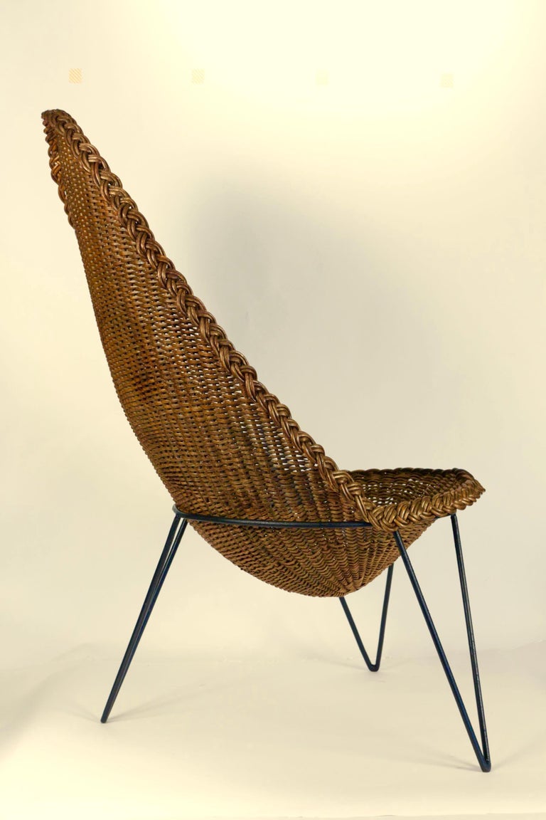 1950 Large and Rare Pair of Rattan Armchairs Attributed to Mathieu ...