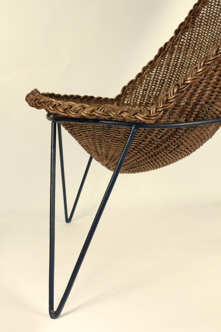 1950 Large and Rare Pair of Rattan Armchairs Attributed to Mathieu ...