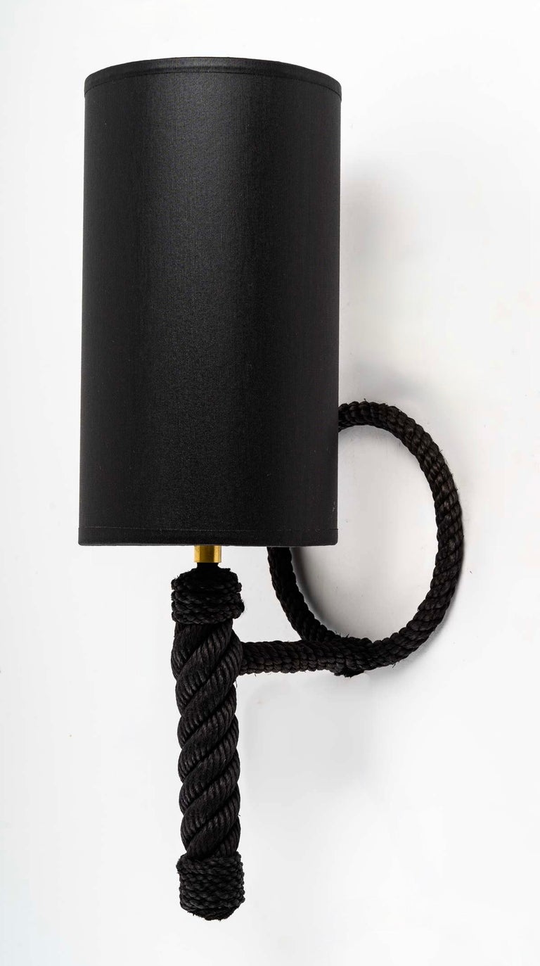 1950 Pair of sconces in rope Audoux Minet For Sale at 1stDibs