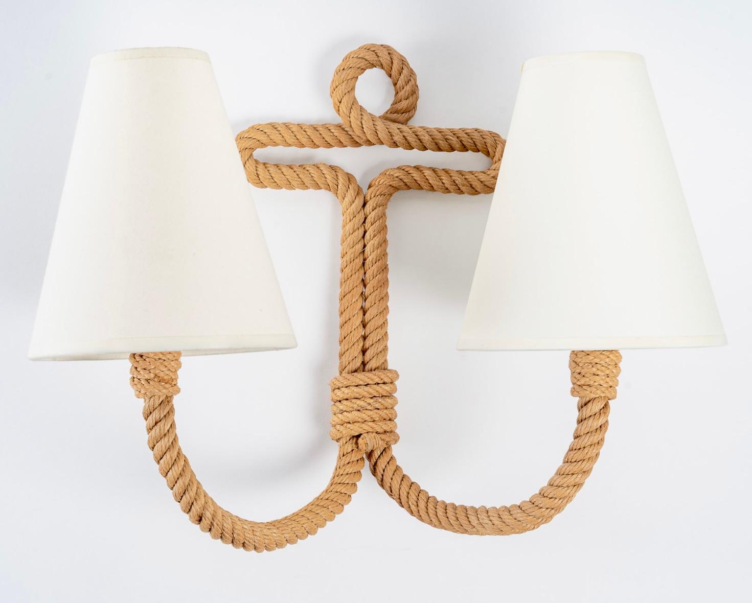 1950 Pair of Sconces in Rope by Adrien Audoux and Frida Minet at 1stDibs