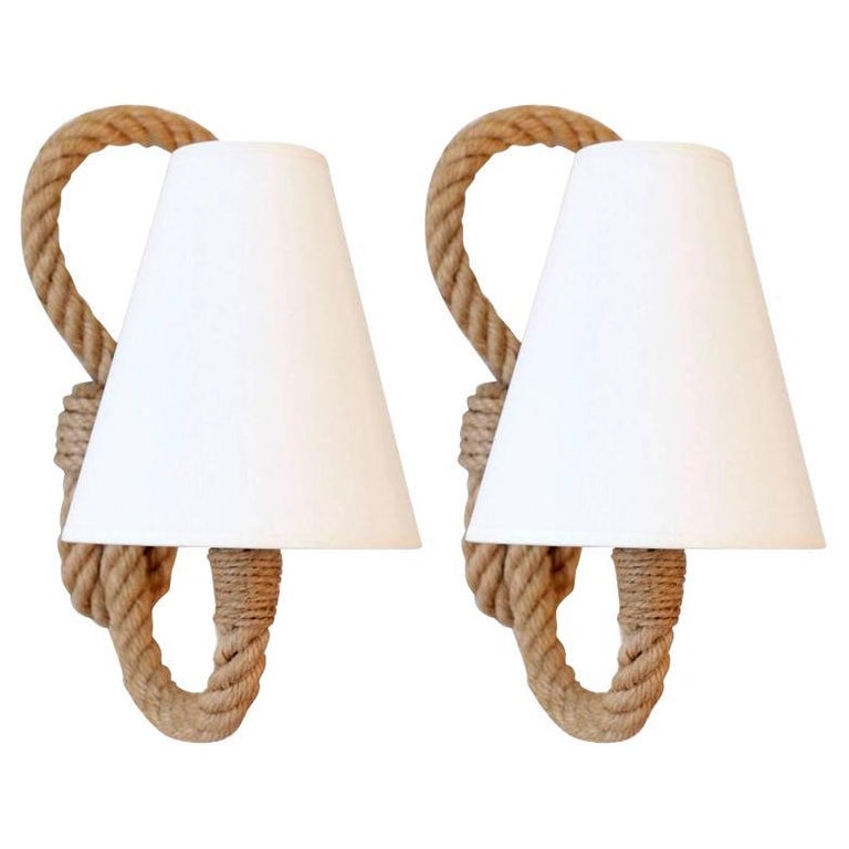 1950 Pair of sconces in rope by Audoux Minet at 1stDibs