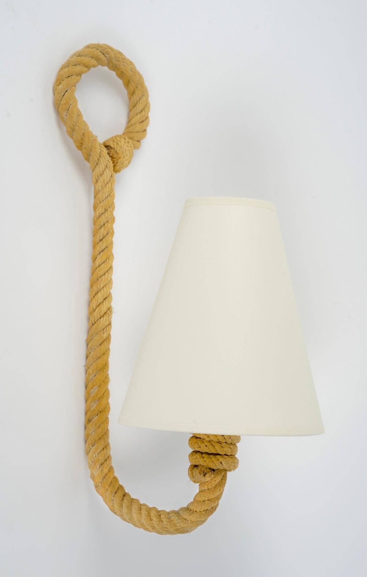 1950 Pair of Audoux Minet rope sconces For Sale at 1stDibs