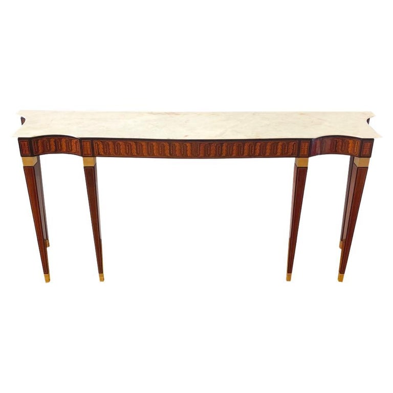 1950 Paolo Buffa Console Table with Wood Inlay and Marble Top For Sale ...