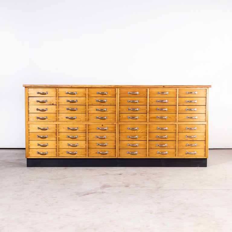 1950 Pine 48 Drawer Laboratory Bank of Drawers For Sale at 1stDibs