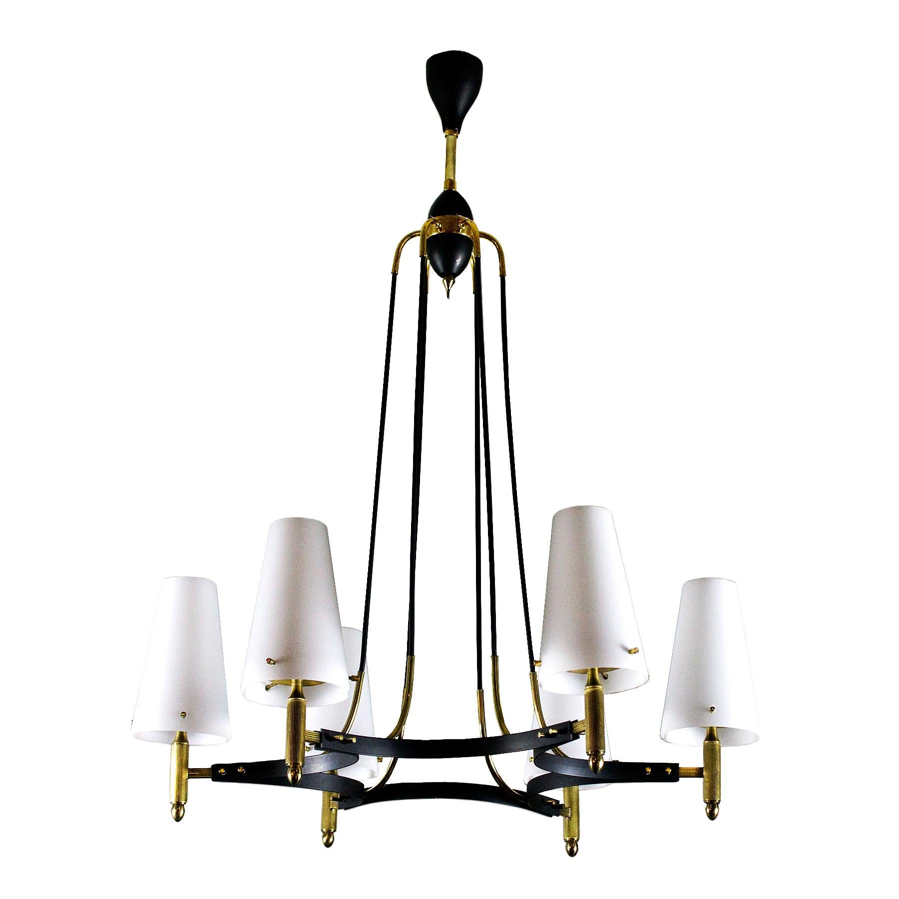 Dome Chandelier Structure in Green Silk Brass Italy Design 1950s Gold ...