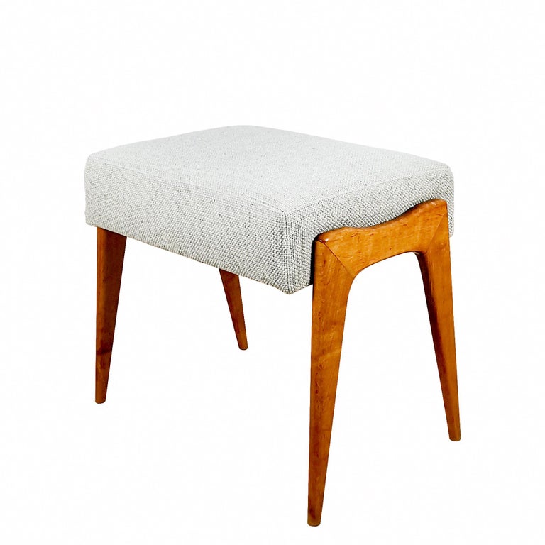 1950's Pair of Banquettes, Stained and French Polished Beech, Fabric ...