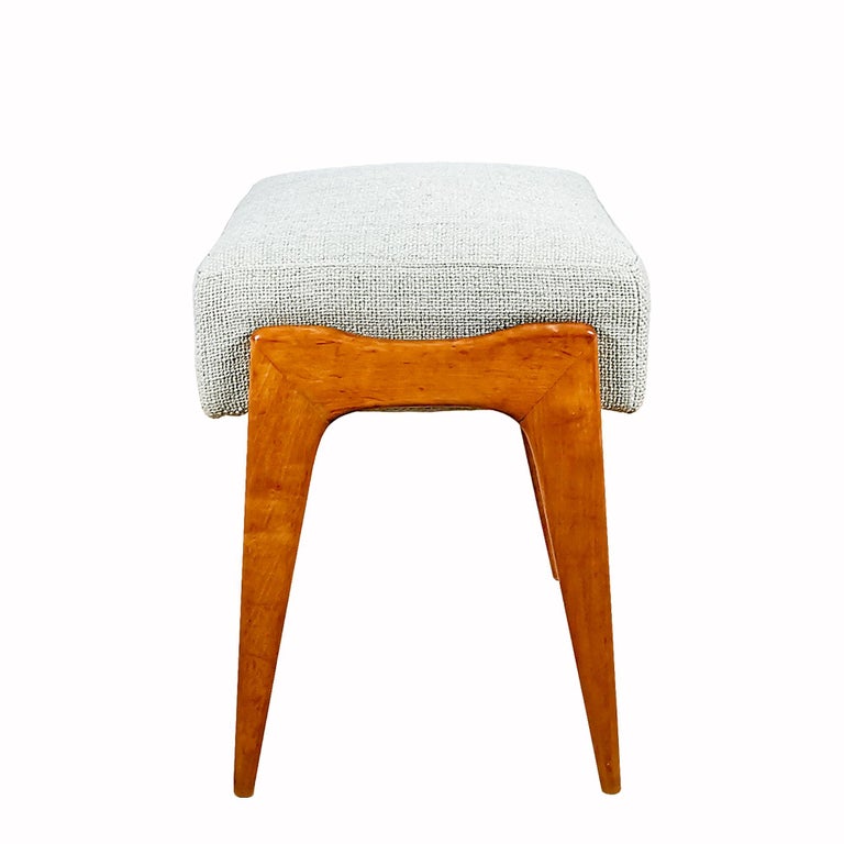1950's Pair of Banquettes, Stained and French Polished Beech, Fabric ...