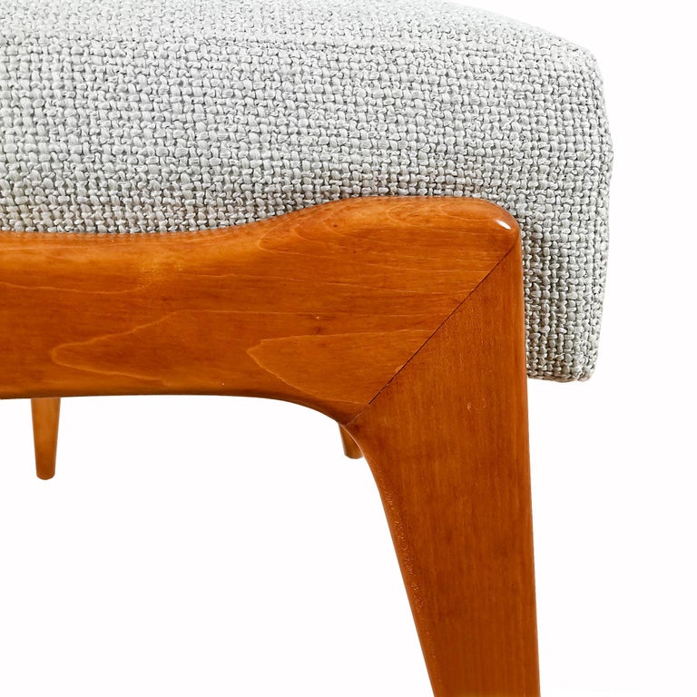 1950's Pair of Banquettes, Stained and French Polished Beech, Fabric ...