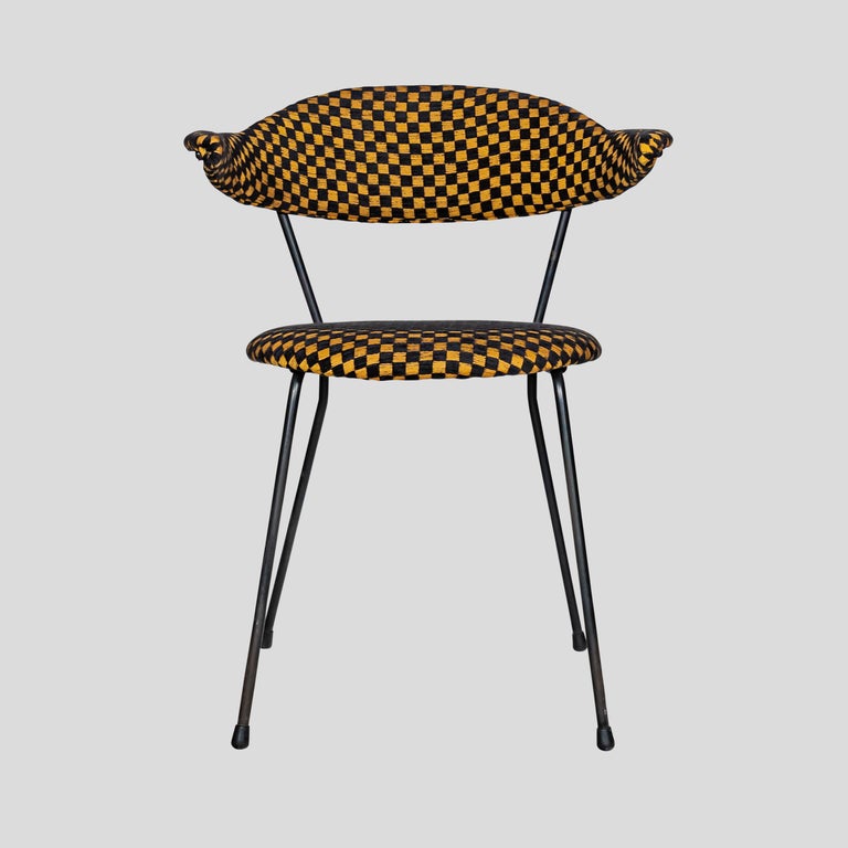 1950 Side / Desk Chair Black Metal Structure Design Attributed to ...
