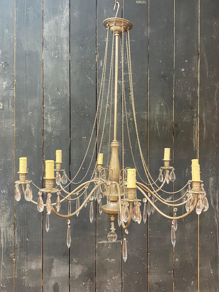 1950 Silver Metal Chandelier in the Style of Maison Jansen, in Good ...