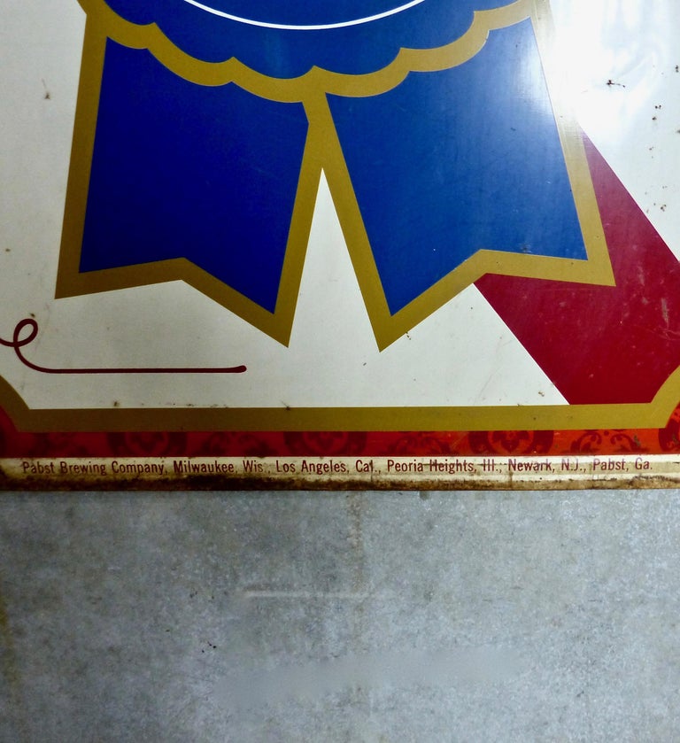 1950 Vintage Pabst Blue Ribbon Metal Sign at 1stDibs | vintage pabst ...