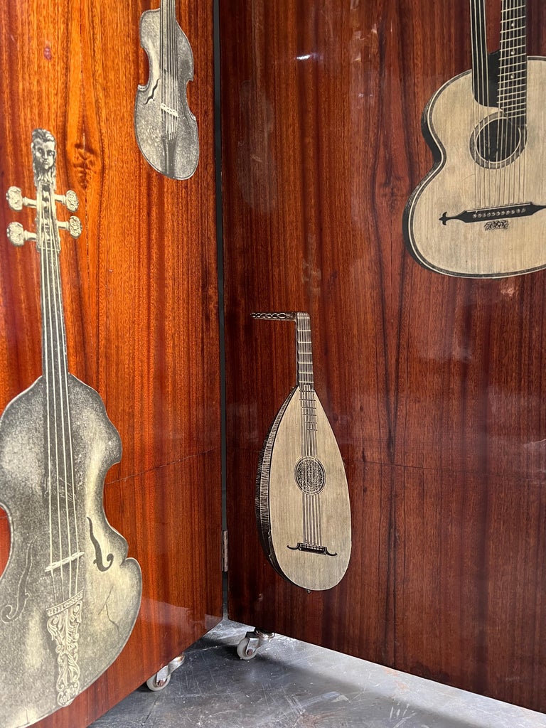 1950 Wooden Screen with Musical Instruments Fornasetti Style For Sale ...