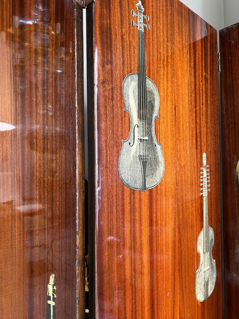 1950 Wooden Screen with Musical Instruments Fornasetti Style For Sale ...
