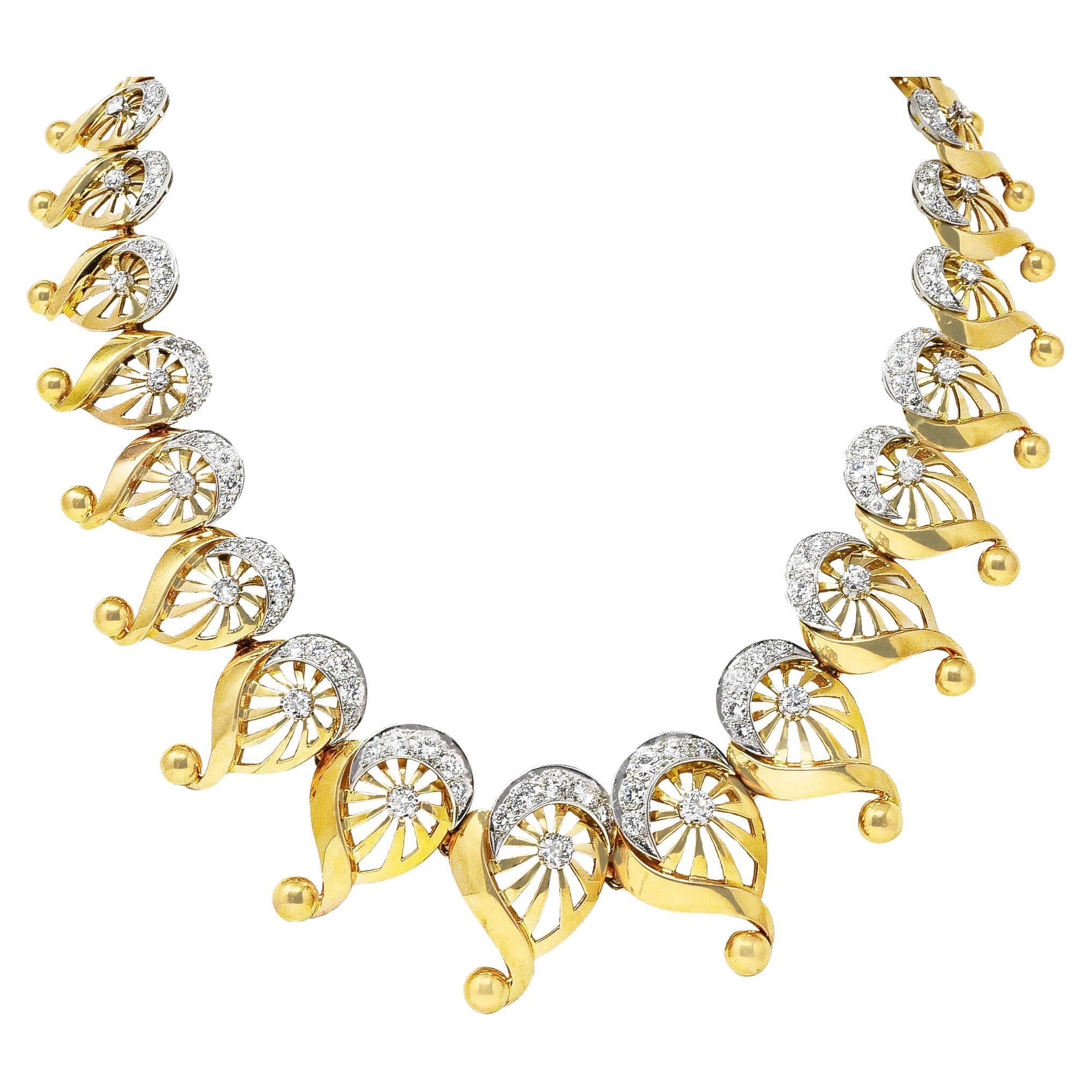 Black Starr and Frost Retro 18 Karat Two-Tone Gold Collar Link Necklace ...