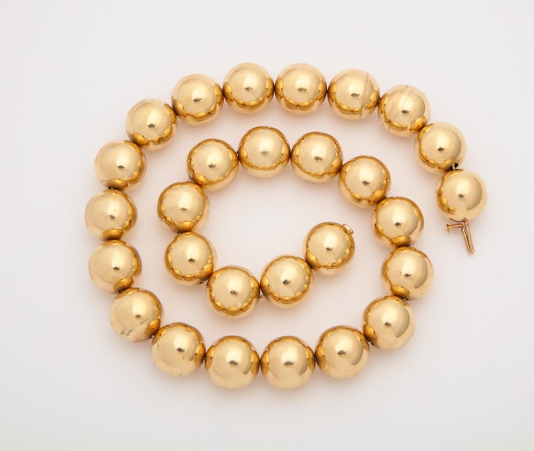 1950s High Polish Multi Ball Gold Necklace Strung on Gold Chain at 1stDibs