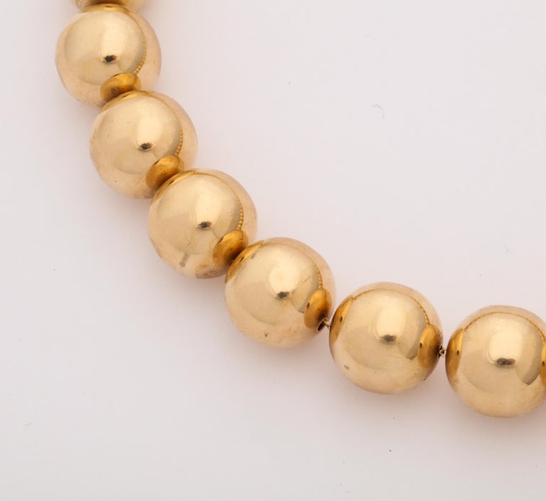 1950s High Polish Multi Ball Gold Necklace Strung on Gold Chain at 1stDibs
