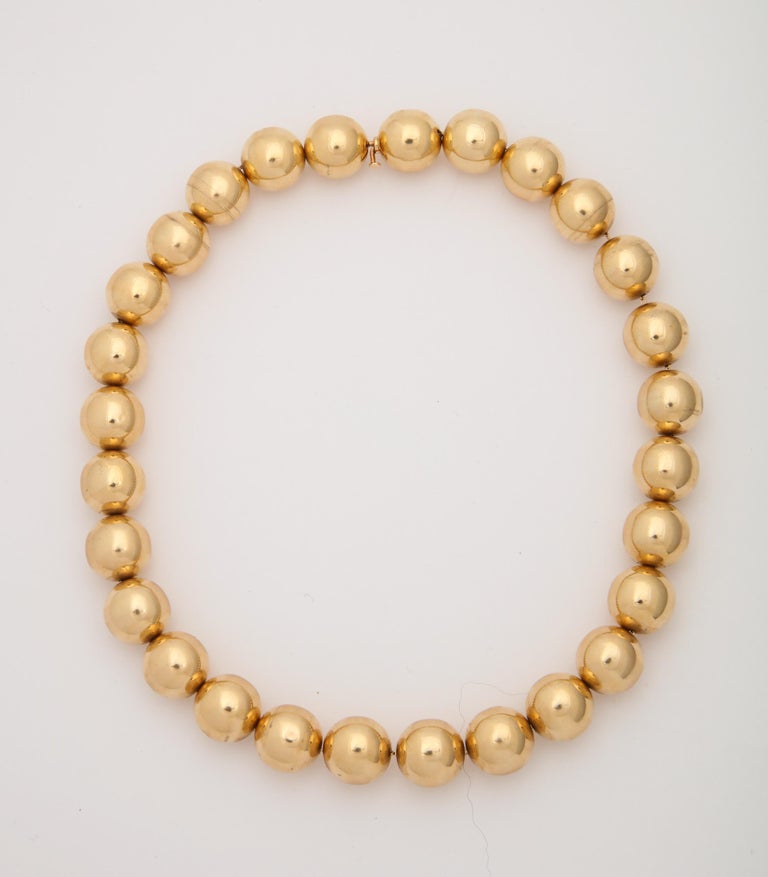 1950s High Polish Multi Ball Gold Necklace Strung on Gold Chain at 1stDibs
