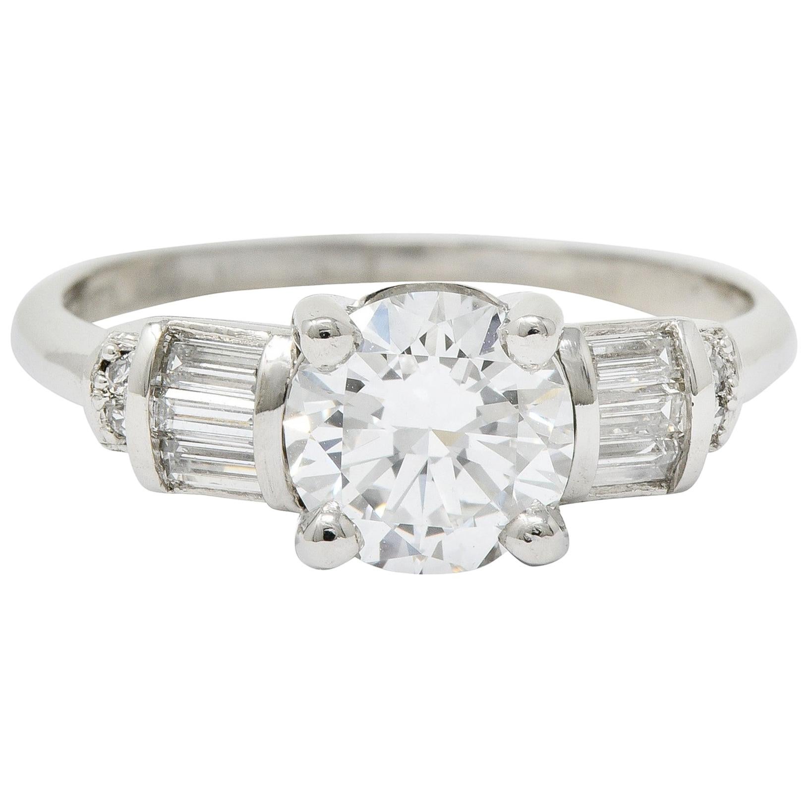 1950s Diamond Platinum Engagement Ring at 1stDibs