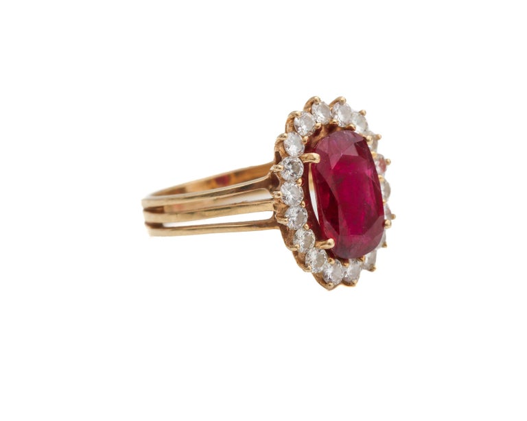1950s 1.5 Carat Ruby and 0.25 Carat Diamond Ring in 14 Karat Gold For ...