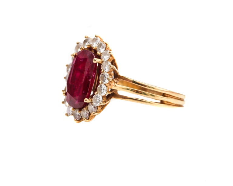 1950s 1.5 Carat Ruby and 0.25 Carat Diamond Ring in 14 Karat Gold For ...