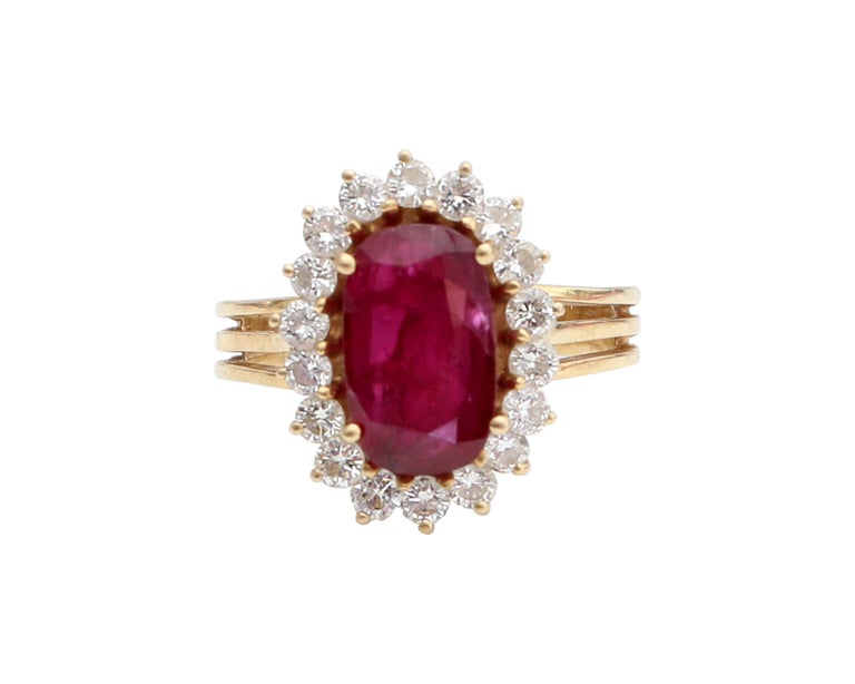 1950s 1.5 Carat Ruby and 0.25 Carat Diamond Ring in 14 Karat Gold For ...