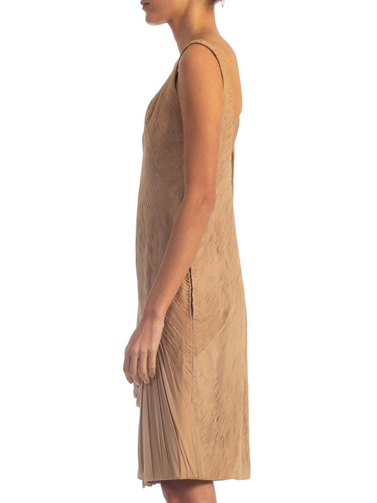 1950'S ROSSER OF BARCELONA Beige Haute Couture Silk Chiffon Jersey ...