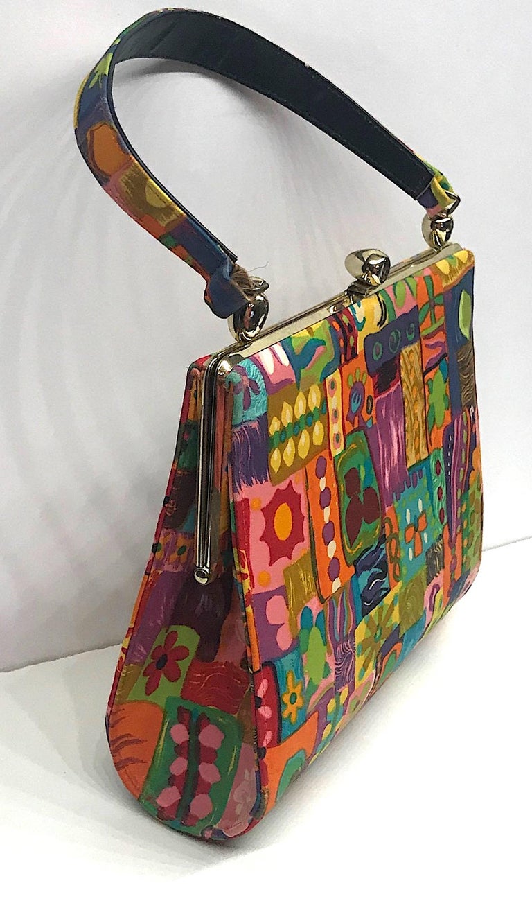 1950s / 1960s Bright Abstract Pattern Handbag at 1stDibs