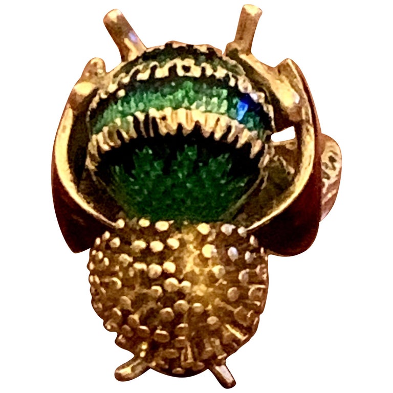 1950s-1960s Vintage Corletto Signed Enameled Bee 18 Karat Yellow Gold ...