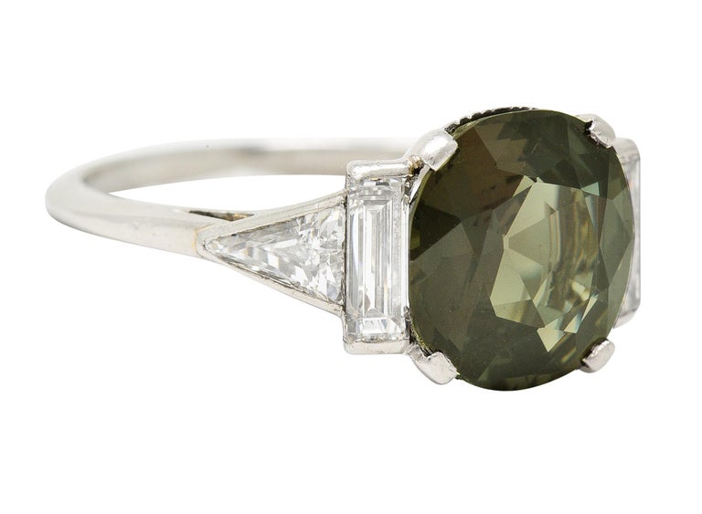 1950s 4.84 Carats Ceylon Alexandrite Diamond Platinum Geometric ...