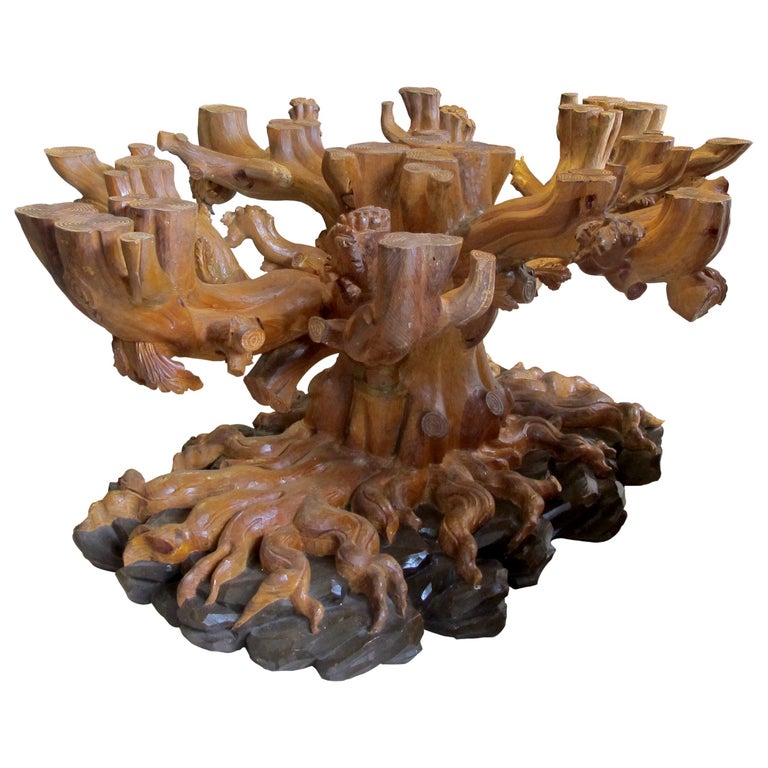 1950s/60s Italian Hand-Carved Tree Shaped Large Dining/Centre Table ...