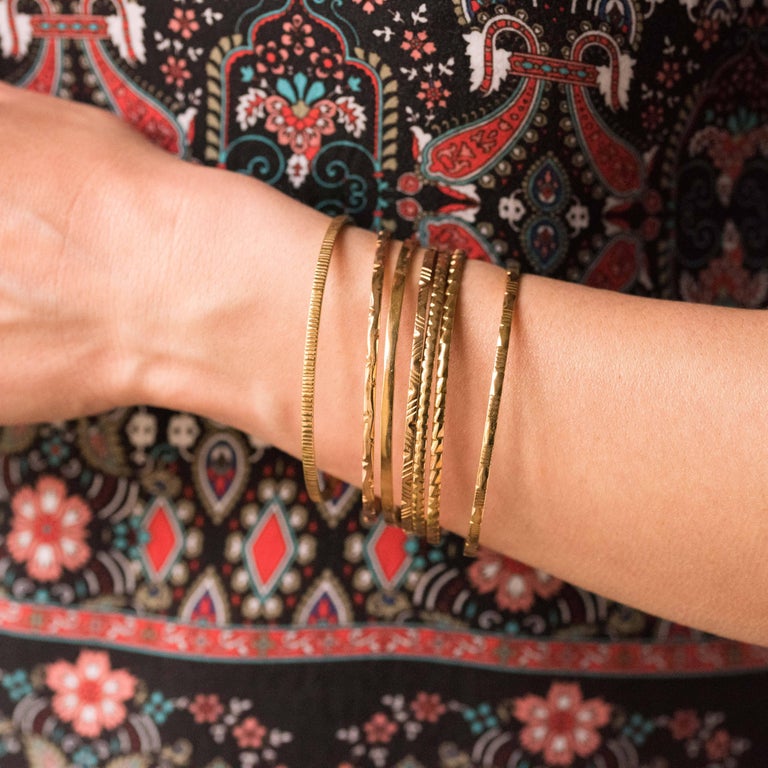 1950s 7-Day 18 Karat Yellow Gold Bangle Bracelet at 1stDibs | 7 day ...