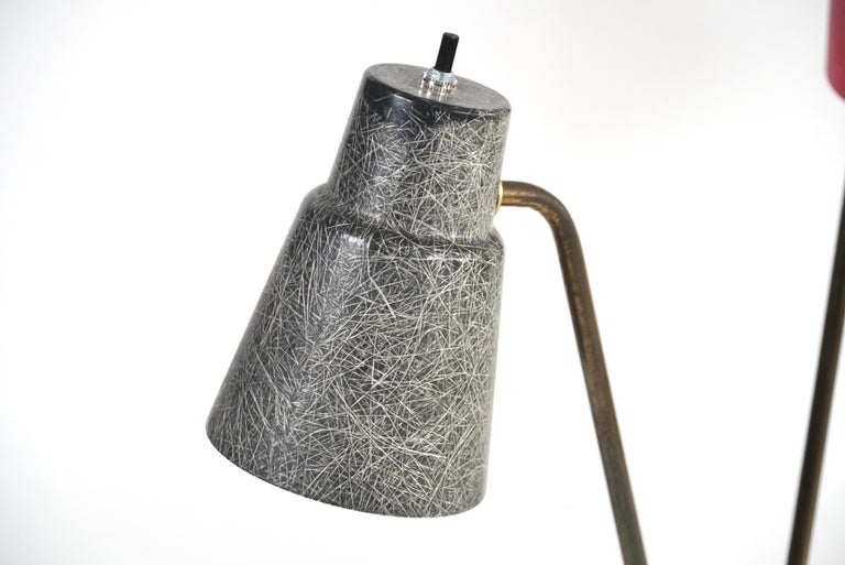 1950s Adjustable Multi Colored Fiberglass and Brass Three Lamp Head ...