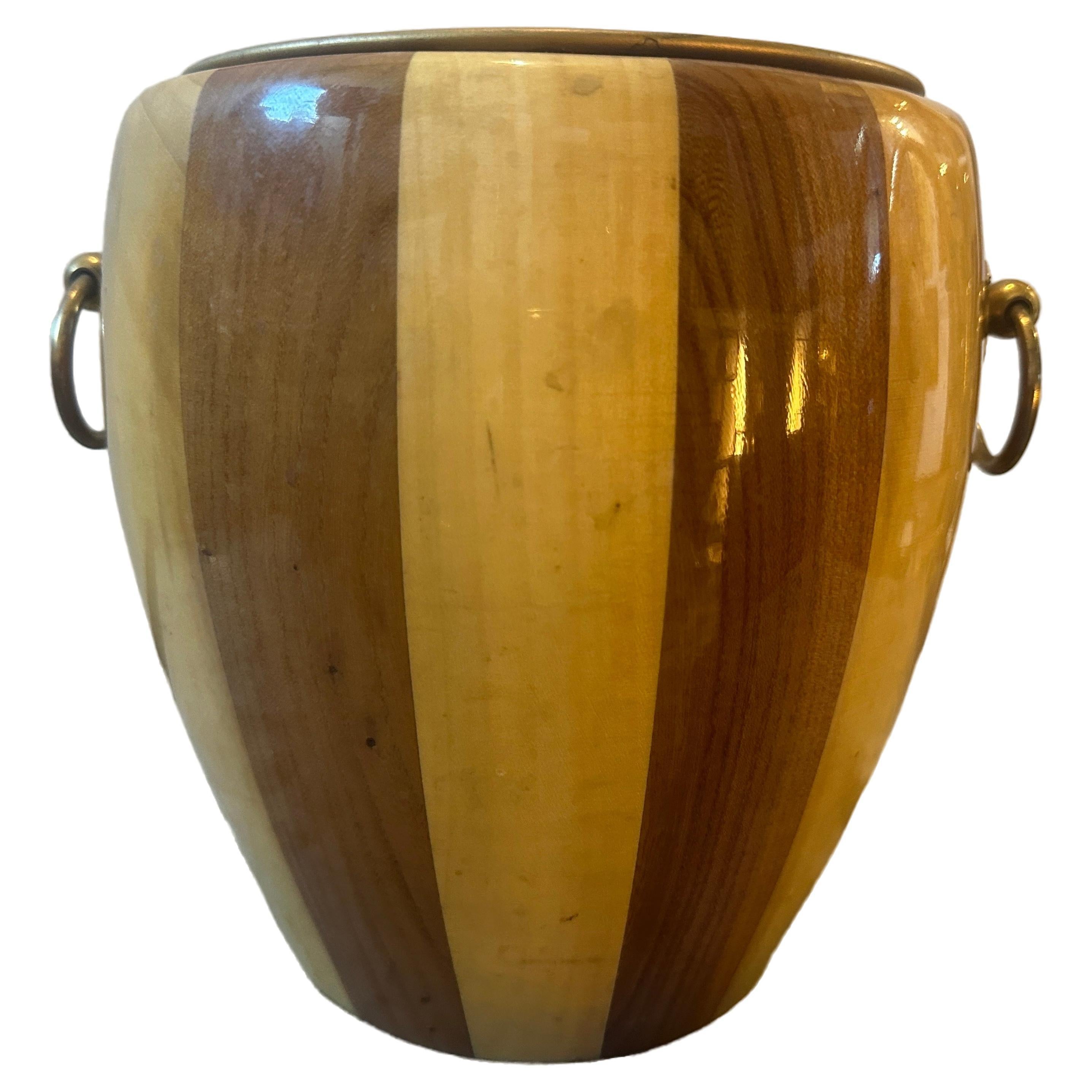 1950s Aldo Tura for Macabo Mid-Century Modern Brass and Wood Italian ...