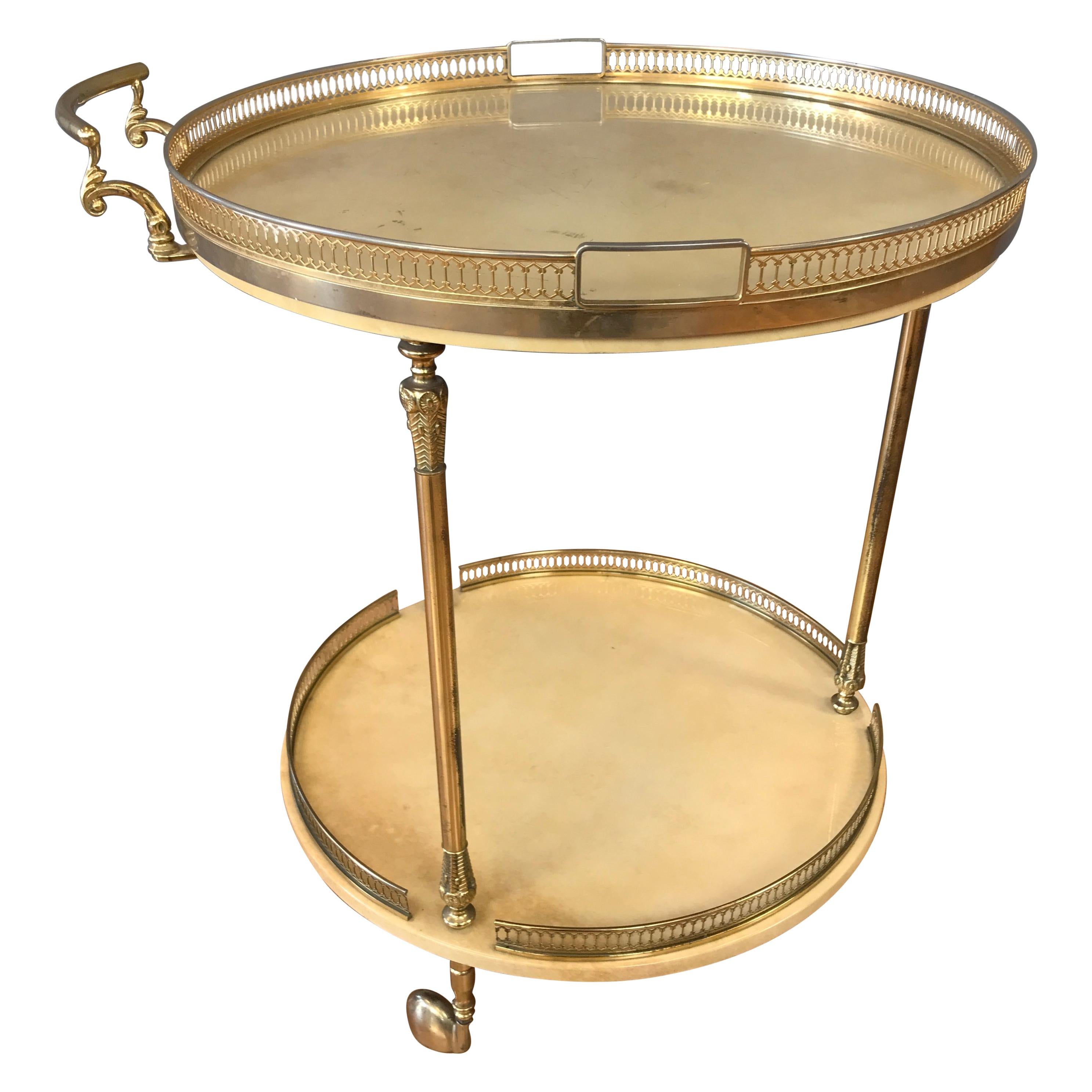 Antique Italian Goat Skin Bar Cart at 1stDibs