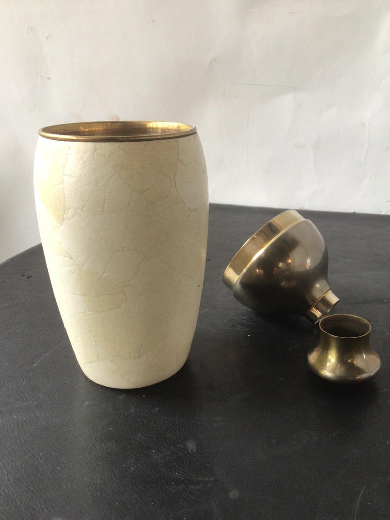1950s Aldo Tura Goatskin Ice Bucket and Cocktail Shaker For Sale at 1stDibs