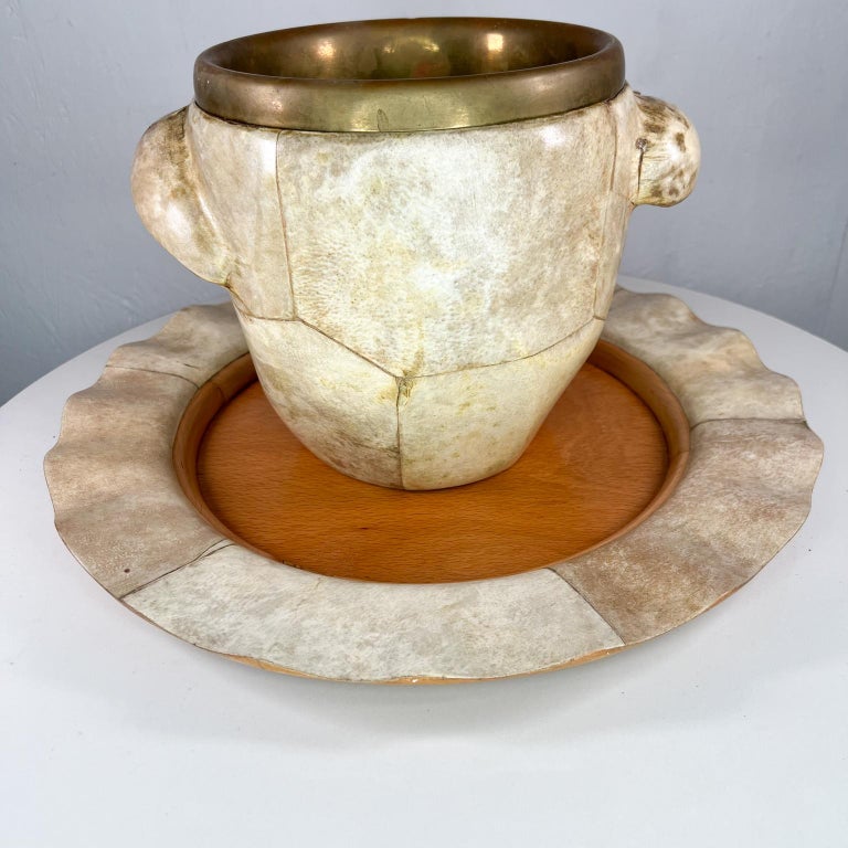 1950s Aldo Tura Goatskin Serving Set Ice Bucket and Tray Milano Macabo ...