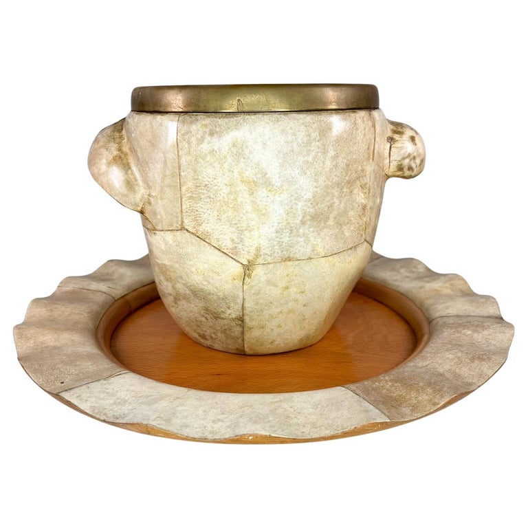1950s Aldo Tura Goatskin Serving Set Ice Bucket and Tray Milano Macabo ...