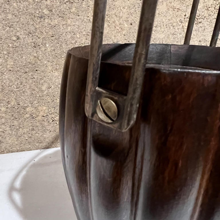 1950s Aldo Tura Macabo Cusano Wood Basket Brass Handle Milano Italy For ...