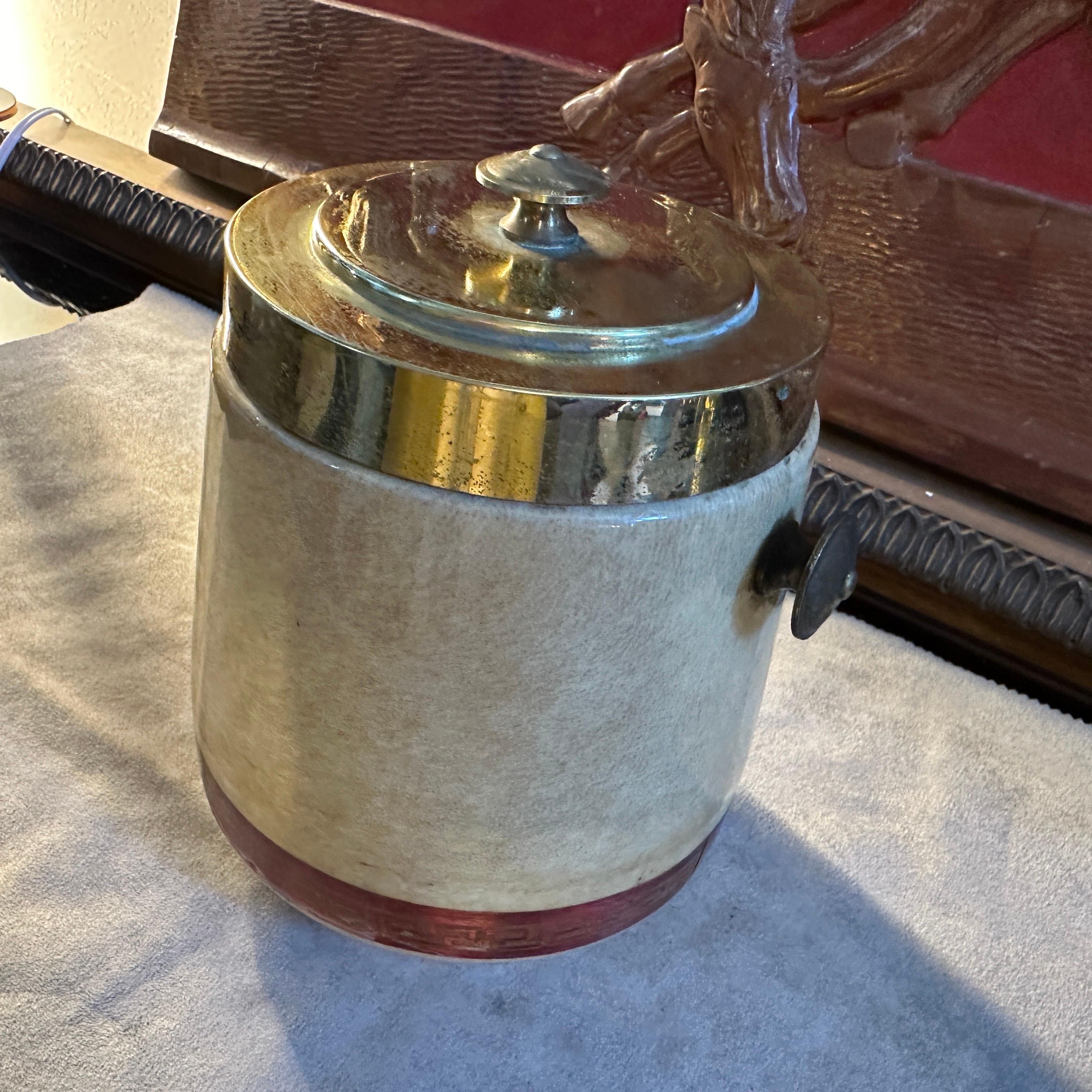 1950s Aldo Tura Mid-Century Modern Brass and Amber Goatskin Ice Bucket ...