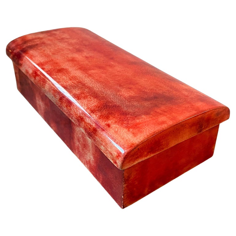 1950s Aldo Tura Mid-Century Modern Red Goatskin and Brass Jewelry Box ...