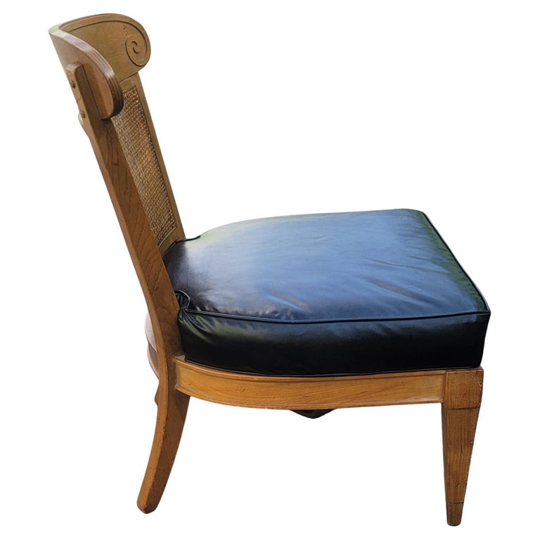 1950s American of Martinsville Walnut Cane Slipper Lounge Chairs, a ...