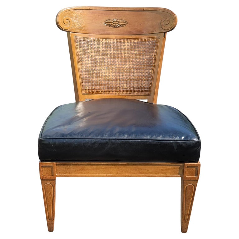 1950s American of Martinsville Walnut Cane Slipper Lounge Chairs, a ...