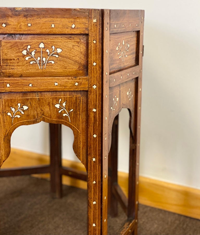 1950s Anglo-Indian Bone Inlaid Octagonal Side Folding Tea Table at 1stDibs